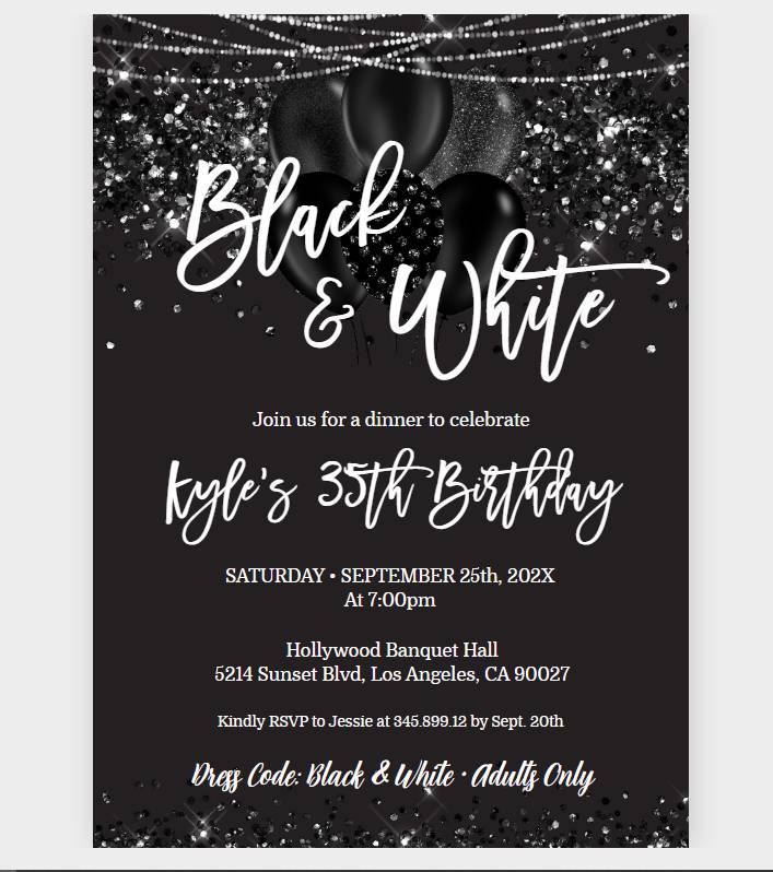 [Free Download] 5 Birthday card Design Black and White Template