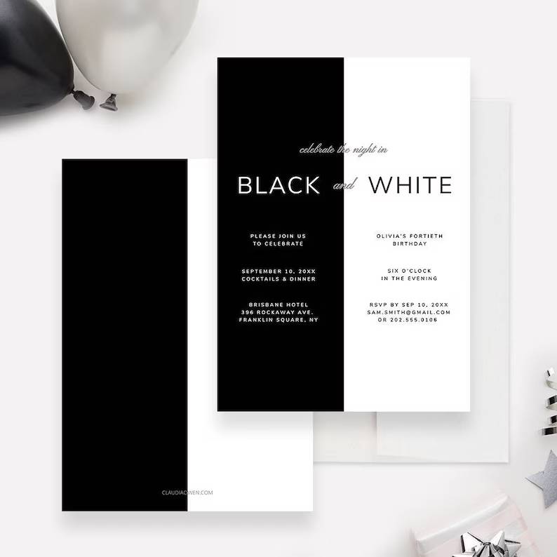 [Free Download] 5 Birthday card Design Black and White Template