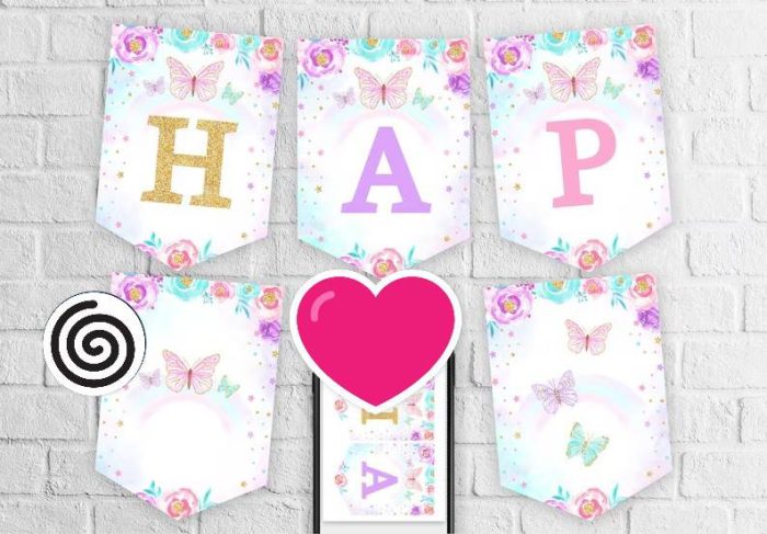 FREE 5 Printable Butterfly Birthday Banner Letter Template