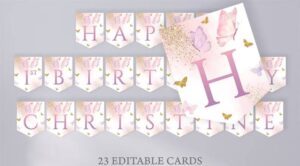 FREE 5 Printable Butterfly Birthday Banner Letter Template