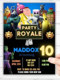 3 Fortnite Birthday Invitation Template free