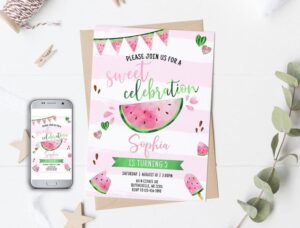 Watermelon invitations birthday party template free