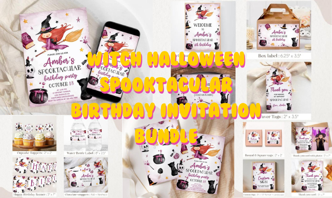 Witch Halloween Spooktacular Birthday Invitation Free Printable