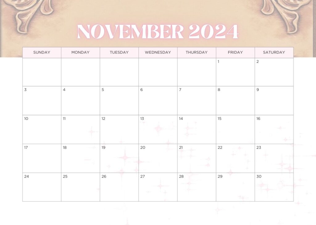 November 2024 Calendar Printables PDF