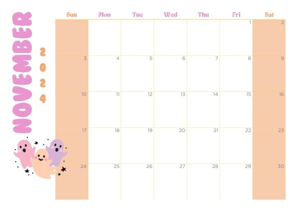 November 2024 Calendar Printables PDF