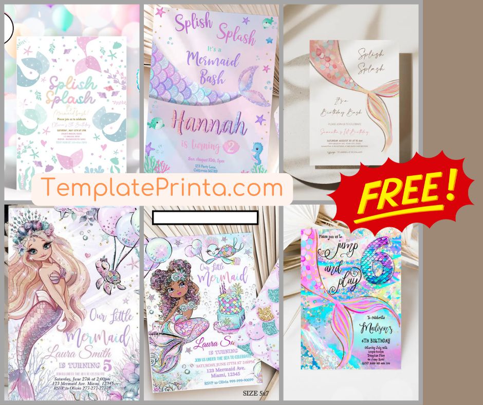Free Mermaid Birthday Invitation Templates Blank – Download & Customize!